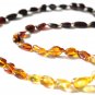 Baltic Amber Necklace Rainbow Color Olive Beads