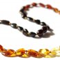 Baltic Amber Necklace Rainbow Color Olive Beads
