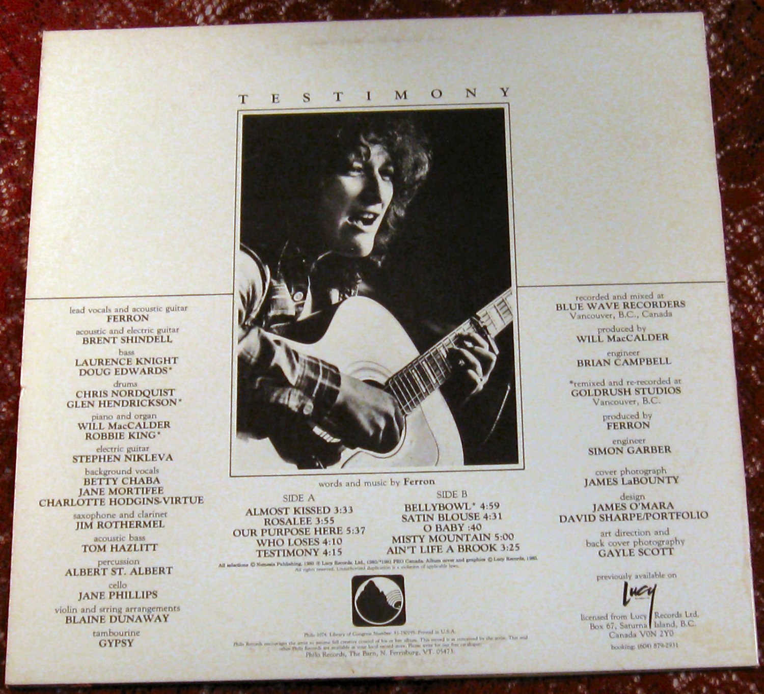 Ferron - Testimony LP - Vinyl Record
