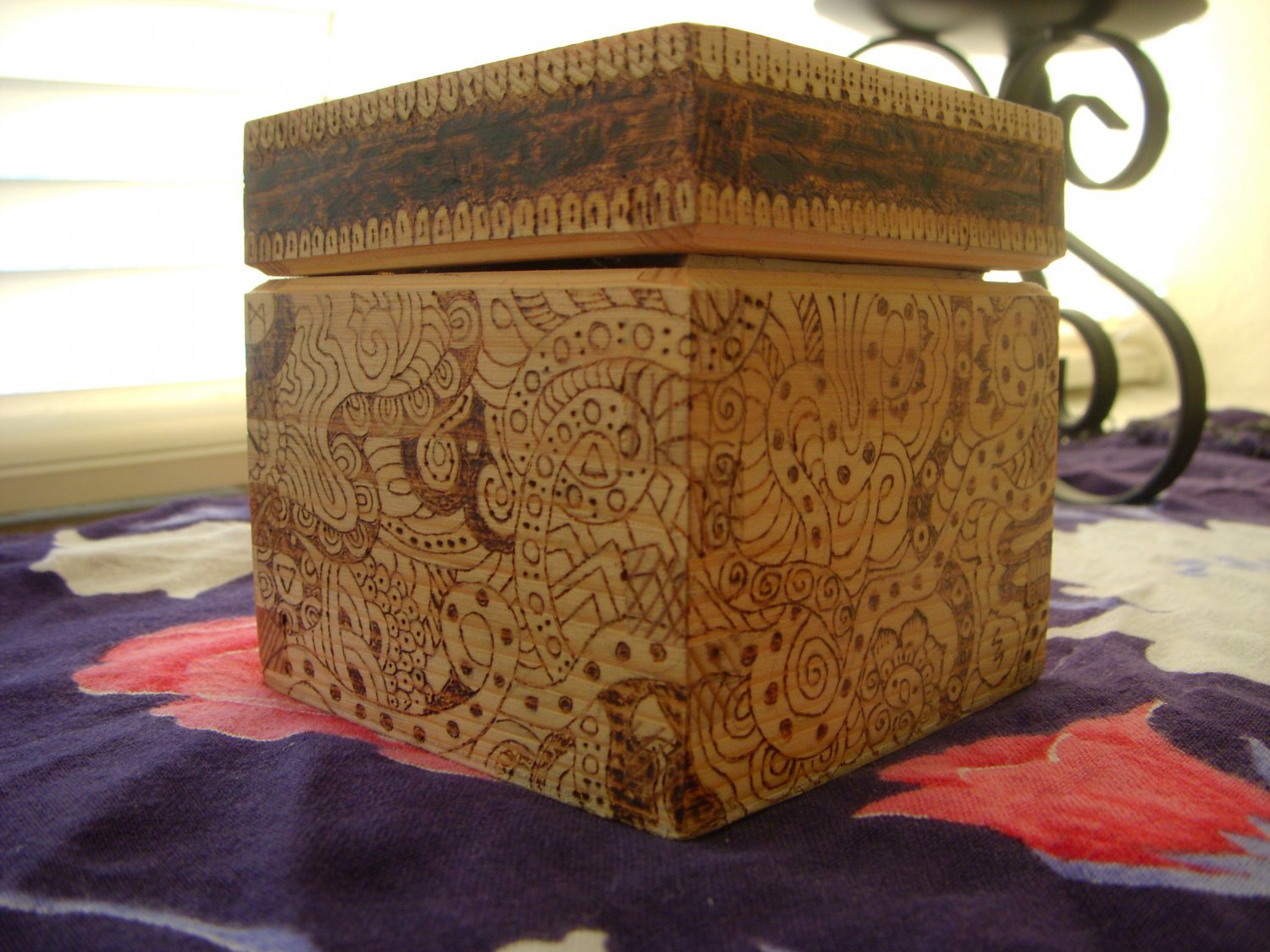 Handmade Wooden Jewelry Box with Custom Art