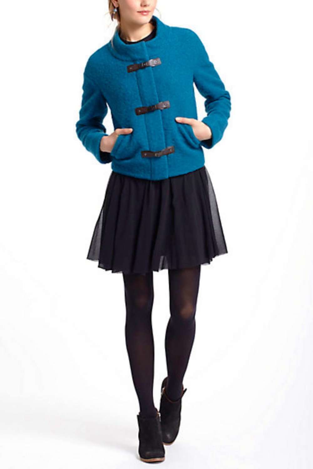 4 Anthropologie Clasped Cerulean Jacket Small Wool Leifsdottir $268