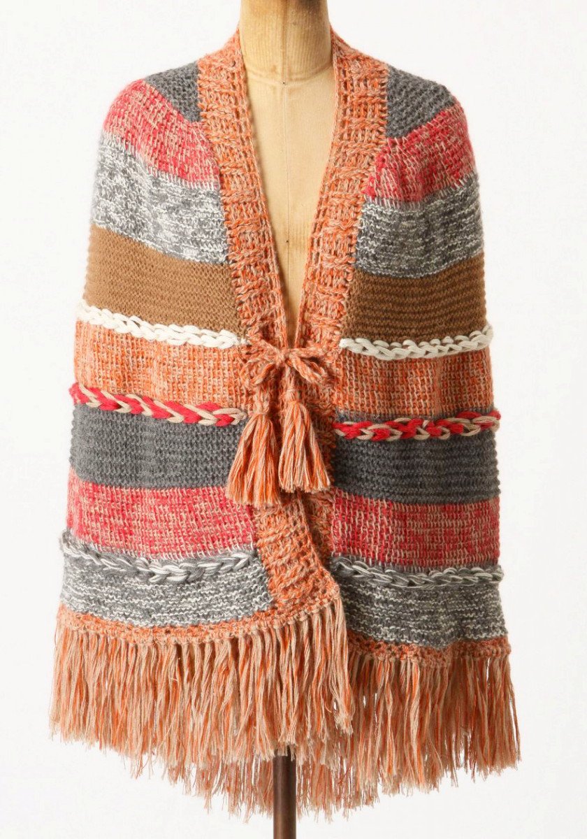 Anthropologie Pirai Poncho Wrap Shawl Handknit $398 Alpaca Bolivia Inspired