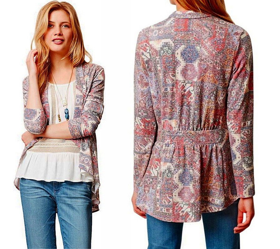 Anthropologie Gathered Back Cardigan XSmall 00 0 Weston Wear Runs Small NWT