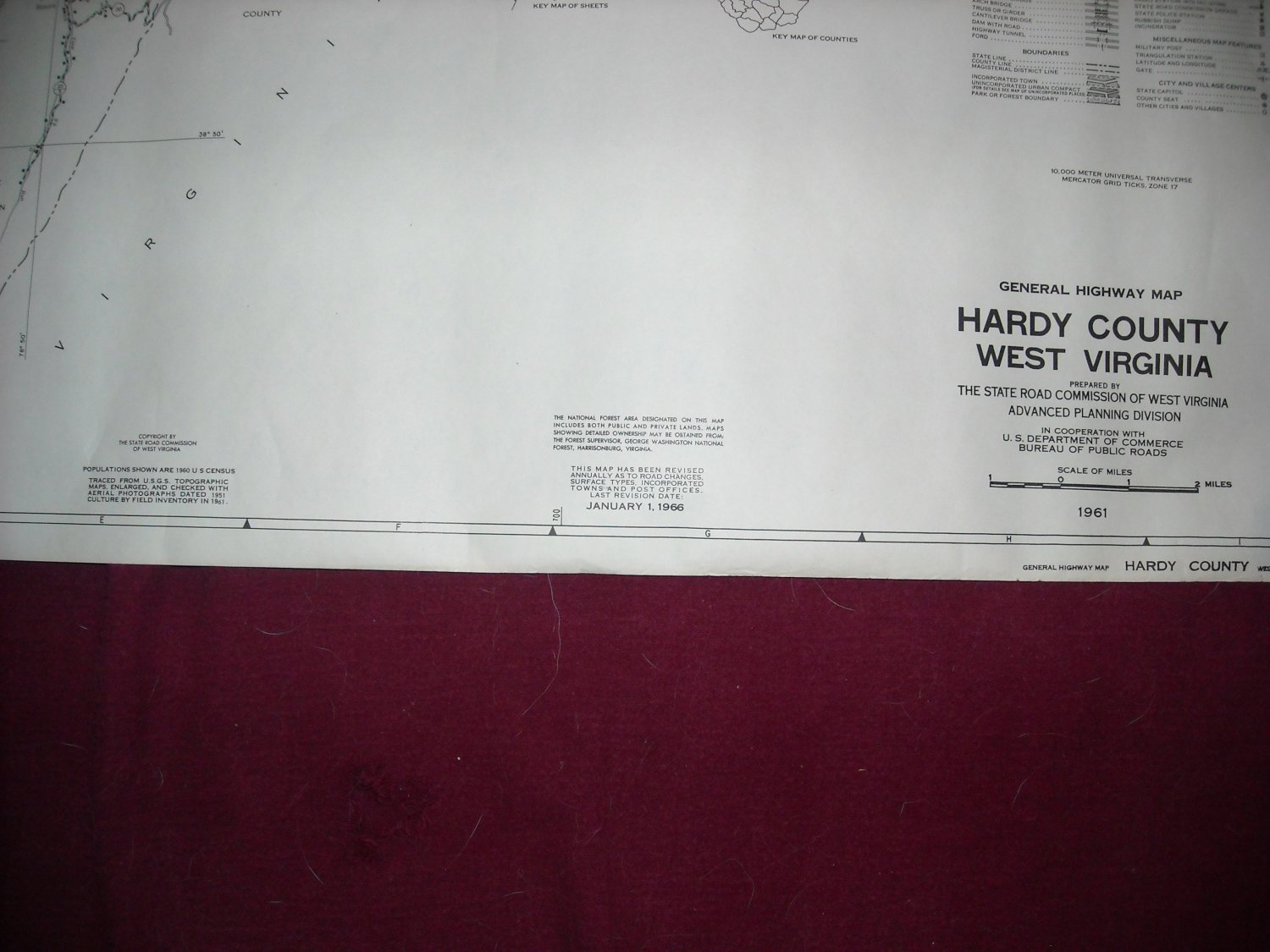 Hardy County West Virginia 1961 set of 2 General Highway Map