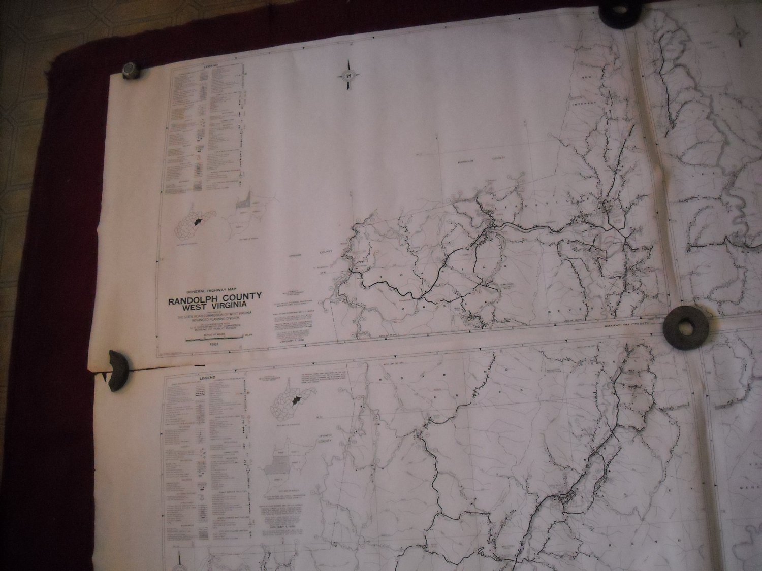 Randolph County West Virginia 1961 set of 5 General Highway Map