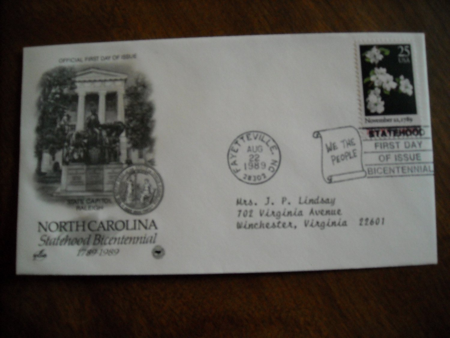 North Carolina Statehood Bicentennial 1789 - 1989 First Day Cover ...