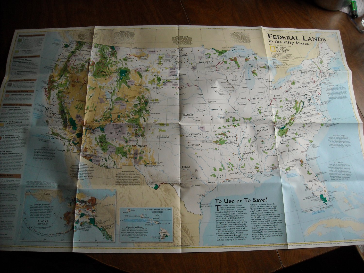 National Geographic Double sided Map The Federal Lands In Fifty States ...