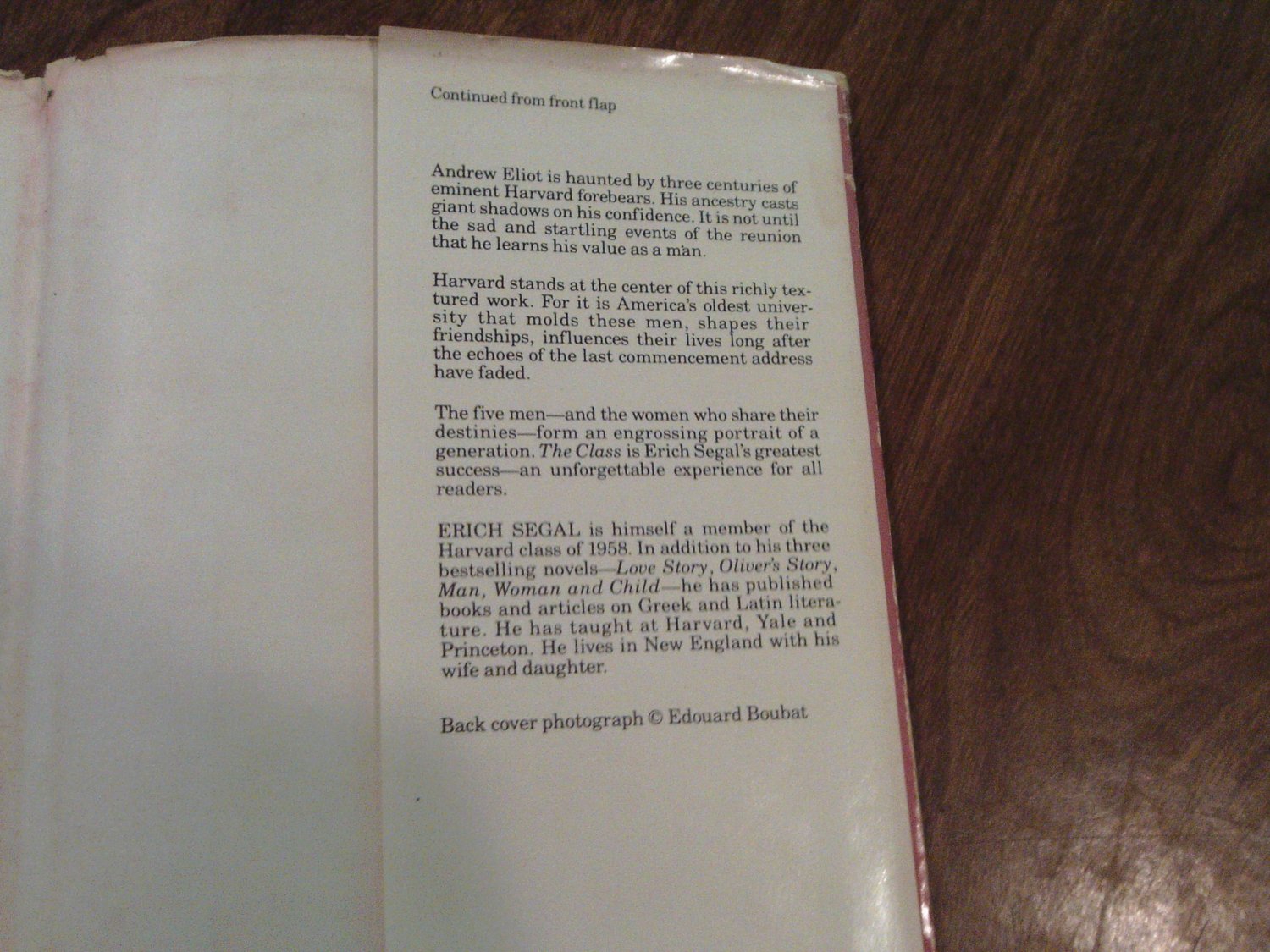 The Class by Erich Segal (1985) (L33c2) Bantam Books BCE HC