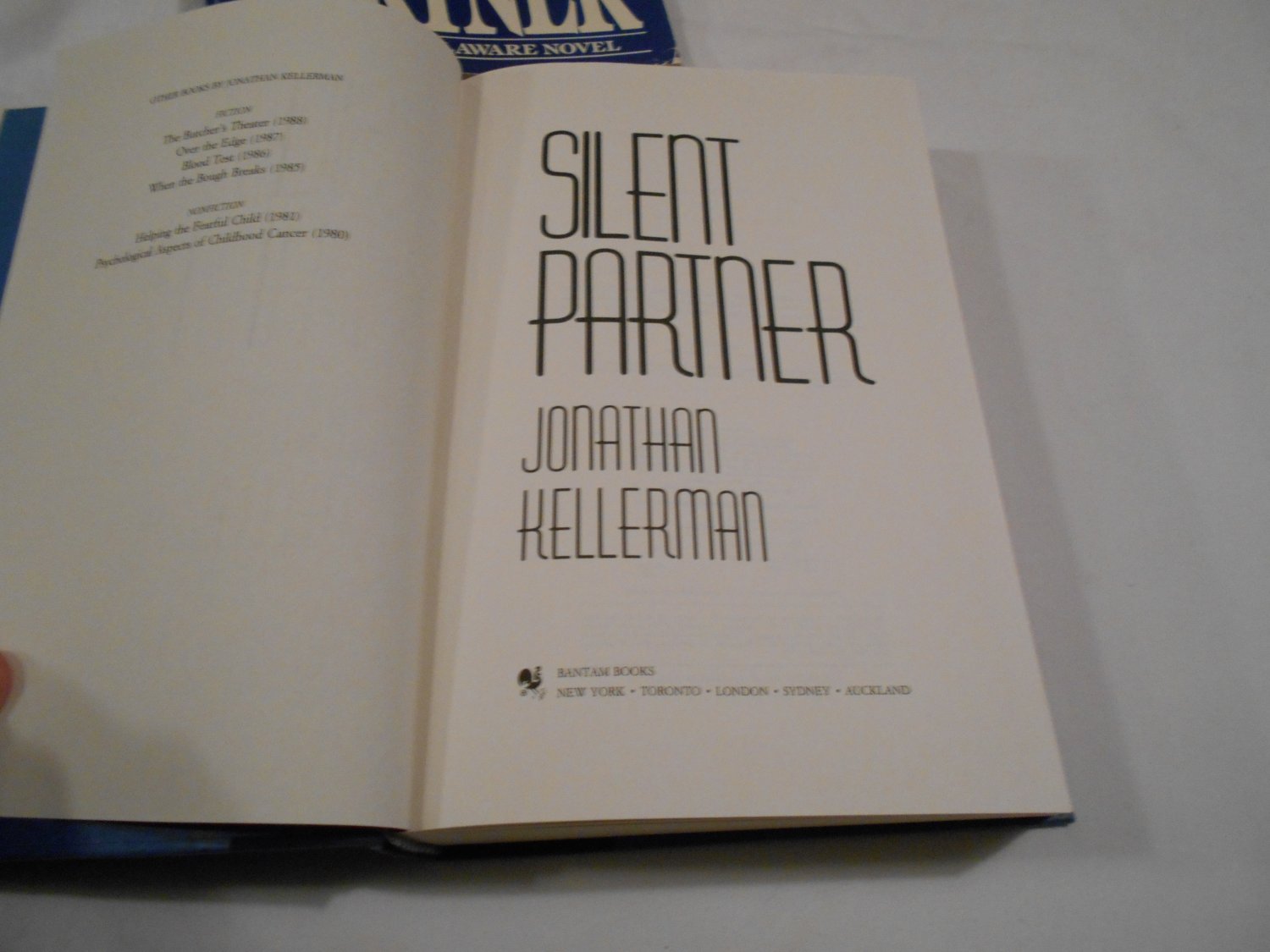 Silent Partner by Jonathan Kellerman (1989) (L71a2) Alex Delaware #4, Bantam Books HC