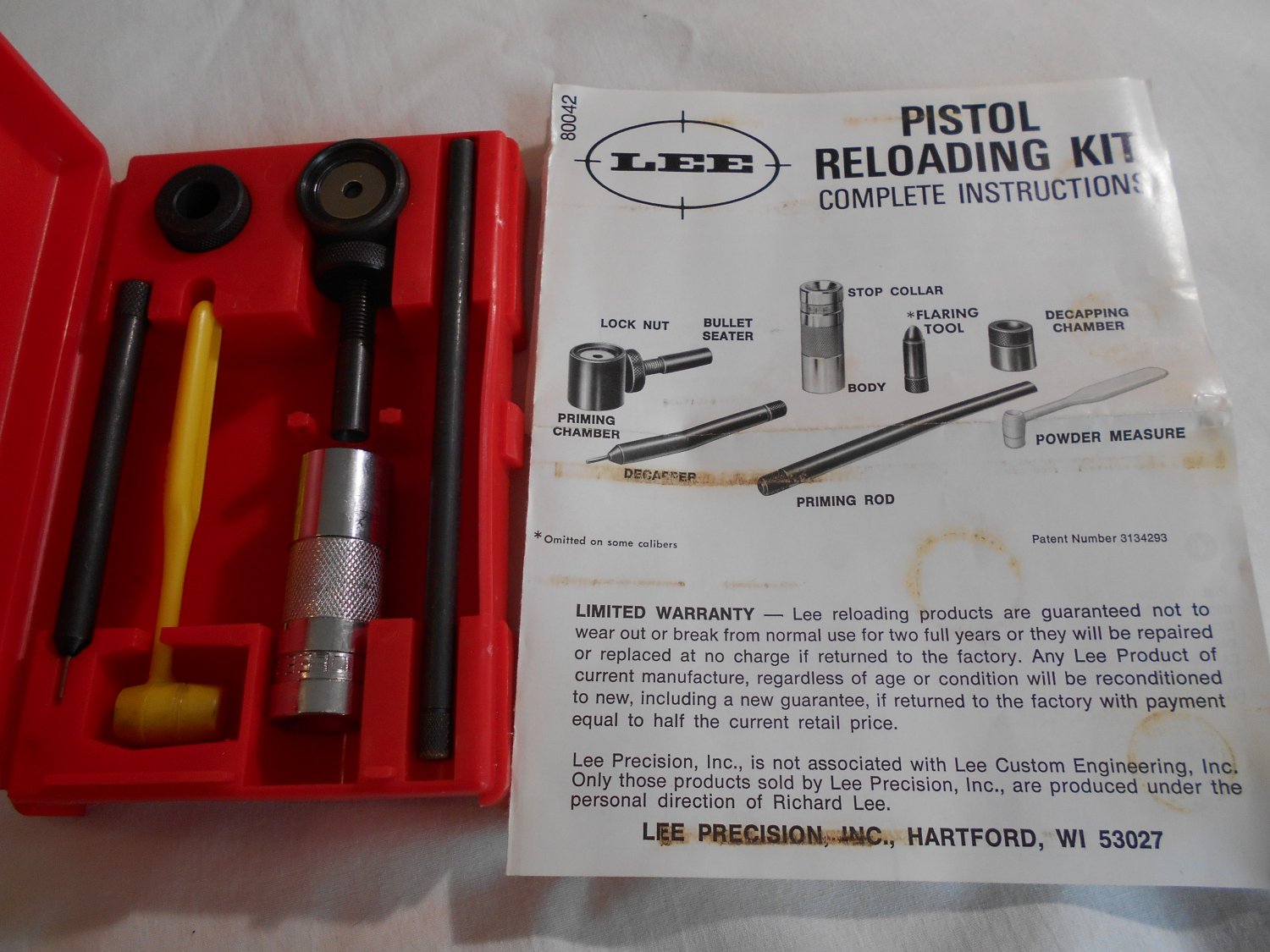 Lee Precision Pistol Reloading Kit with Instructions 80042 (CL44)