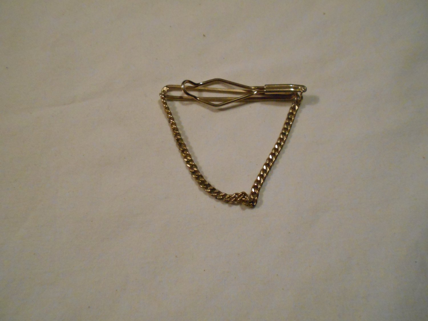 Gold Color Bar and Chain Tie Clip with Chain - Tie Clasp (SD2)
