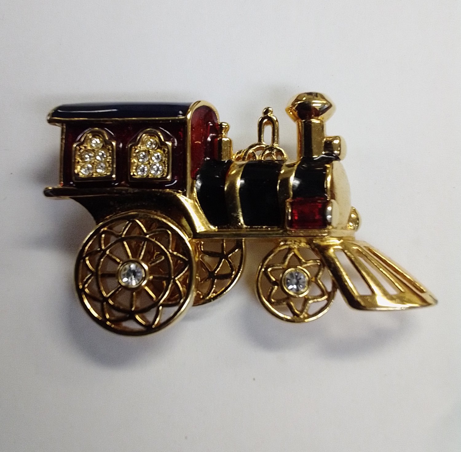 Avon Smithsonian Locomotive Train Blue and Dark Red Enamel and Gold ...