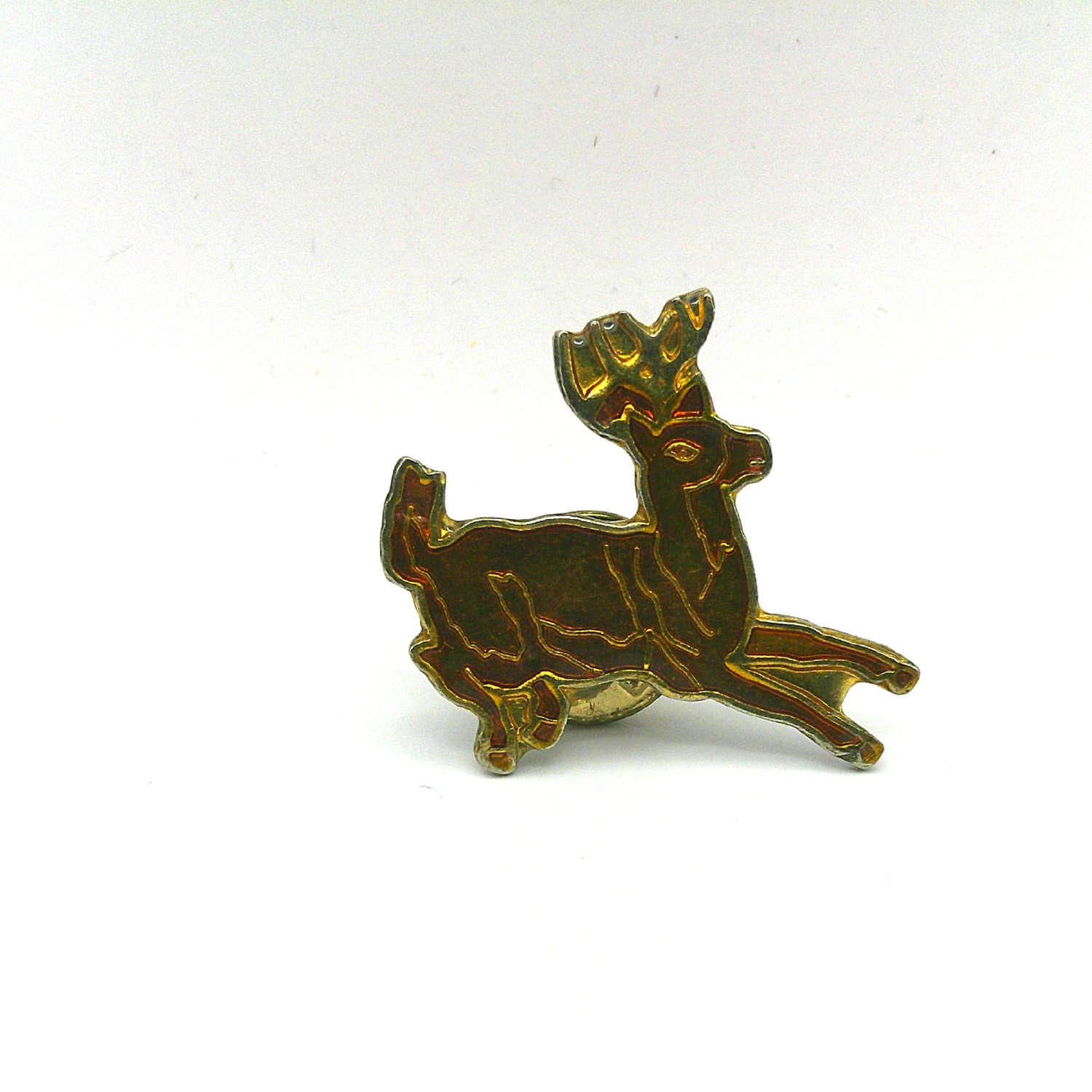 Brown Enamel Buck Deer Pin/Brooch (J1)