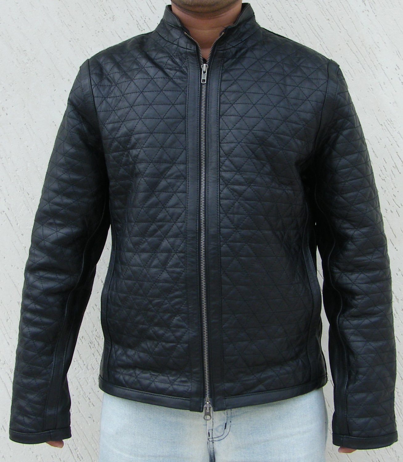 Men's Diamond Quilted Leather Jacket