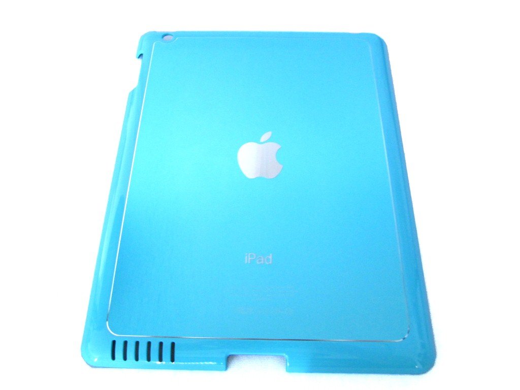 Aluminum Metal +PC Apple Logo iPad 2 Hard Back Cover Case Blue Lightweight
