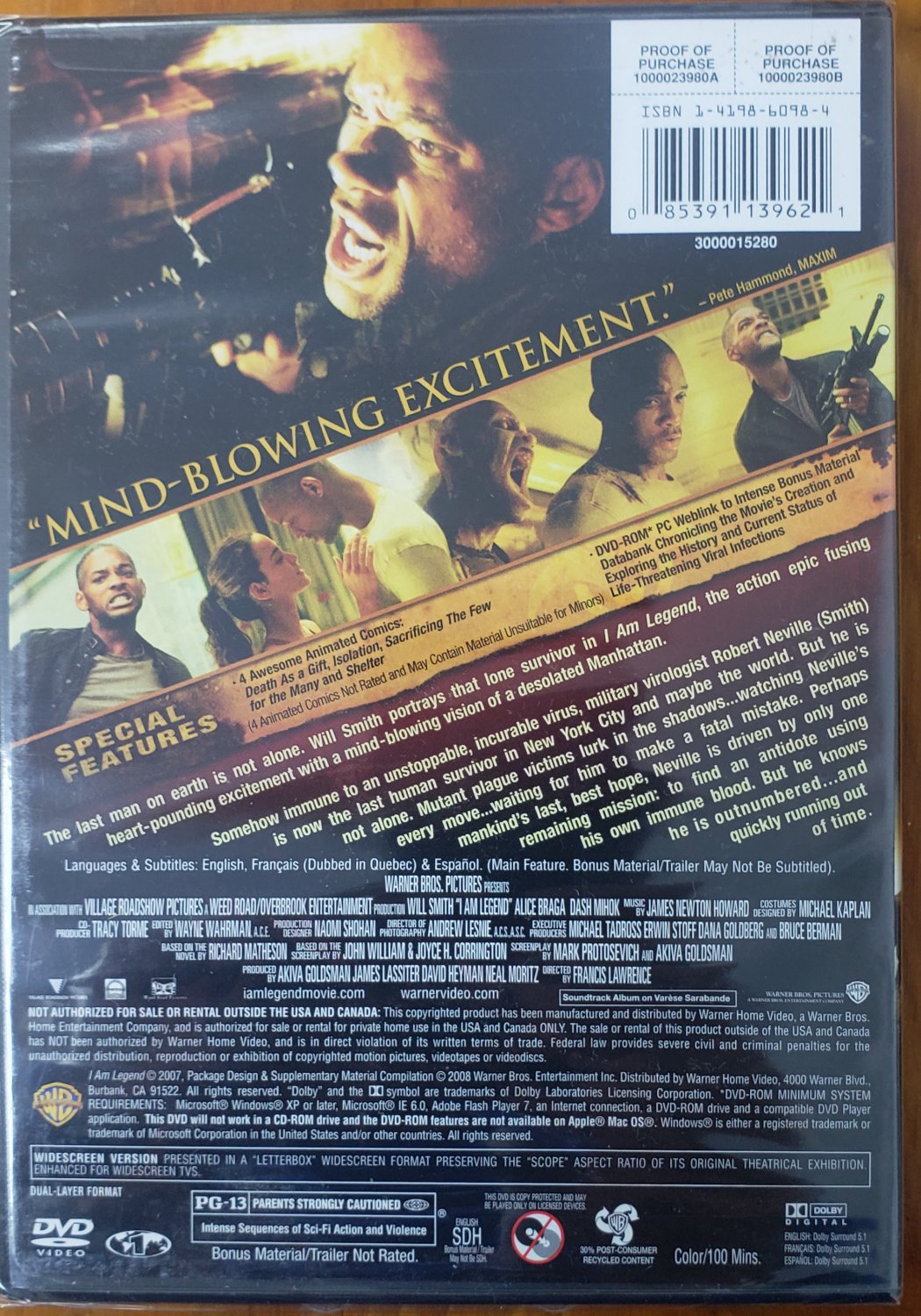 I AM LEGEND DVD NEW WIDESCREEN EDITION 2007 WILL SMITH