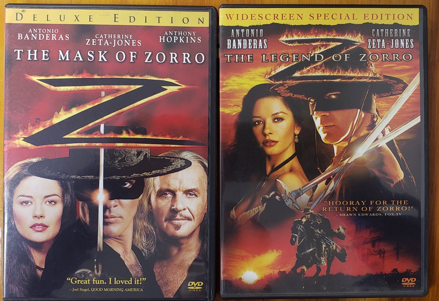 LOT OF 2 THE MASK OF ZORRO+THE LEGEND OF ZORRO DVDs ANTONIO BANDERAS