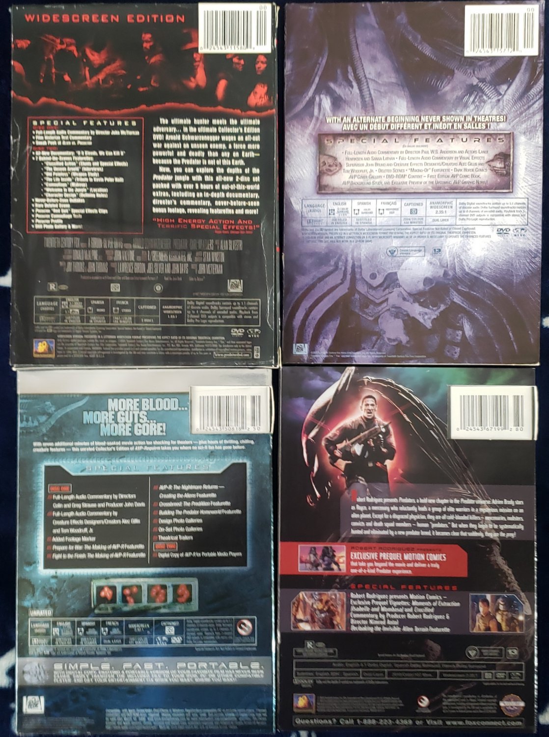 LOT OF 4 PREDATOR+AVP+ AVP REQUIEM+PREDATORS DVDs ARNOLD SCHWARZENEGGER