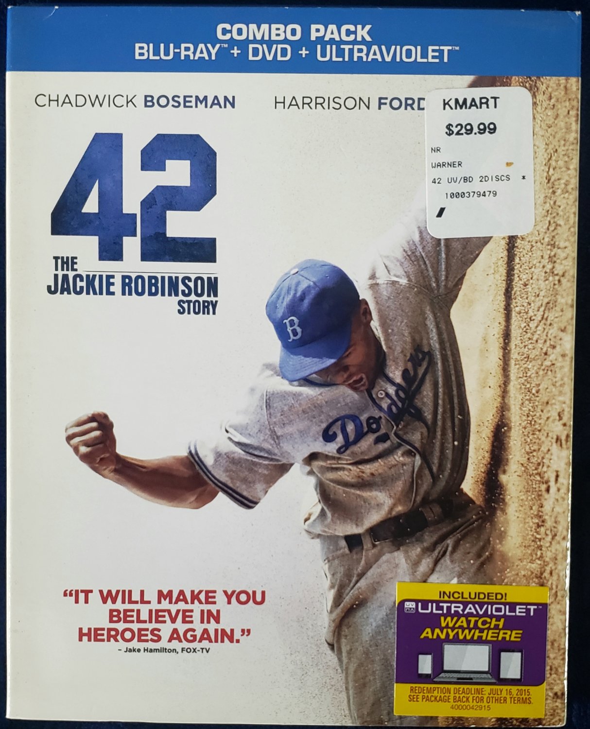42 THE JACKIE ROBINSON STORY 2013 BLU RAY + DVD CHADWICK BOSEMAN ...