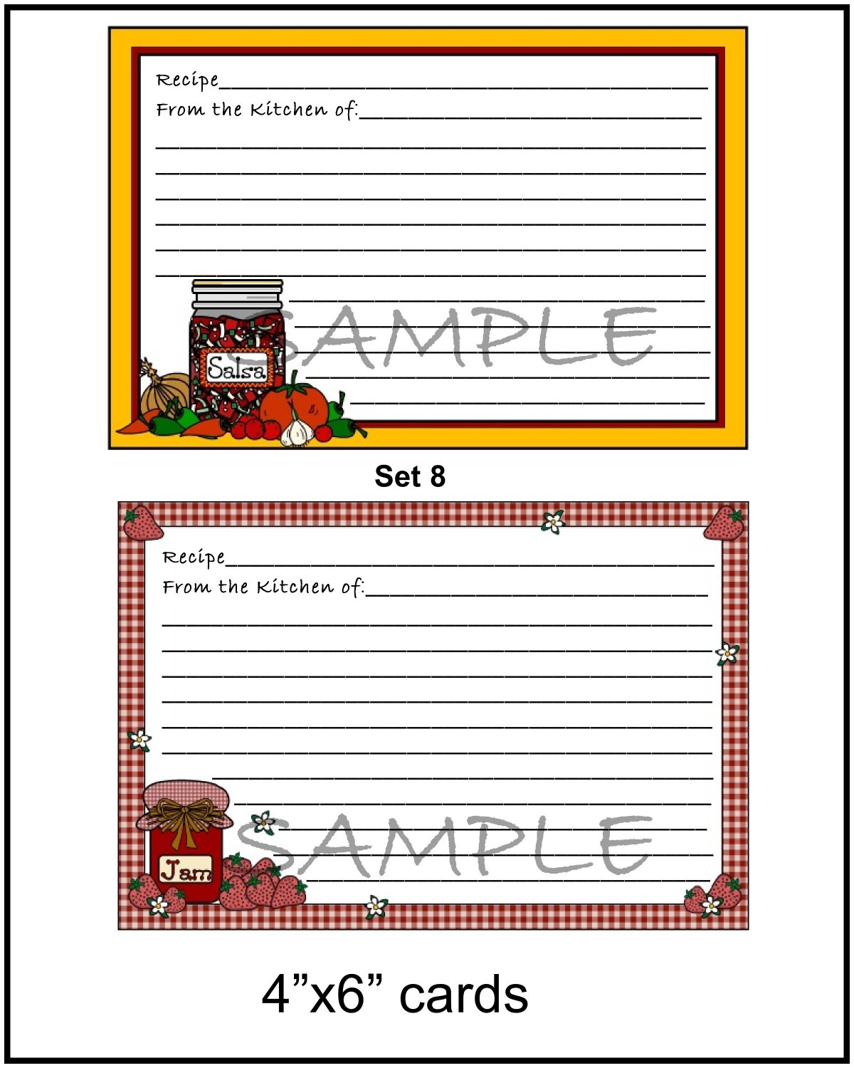 Set 8 - Recipe Cards - uc - Emailed as JPEG File-Commercial and ...