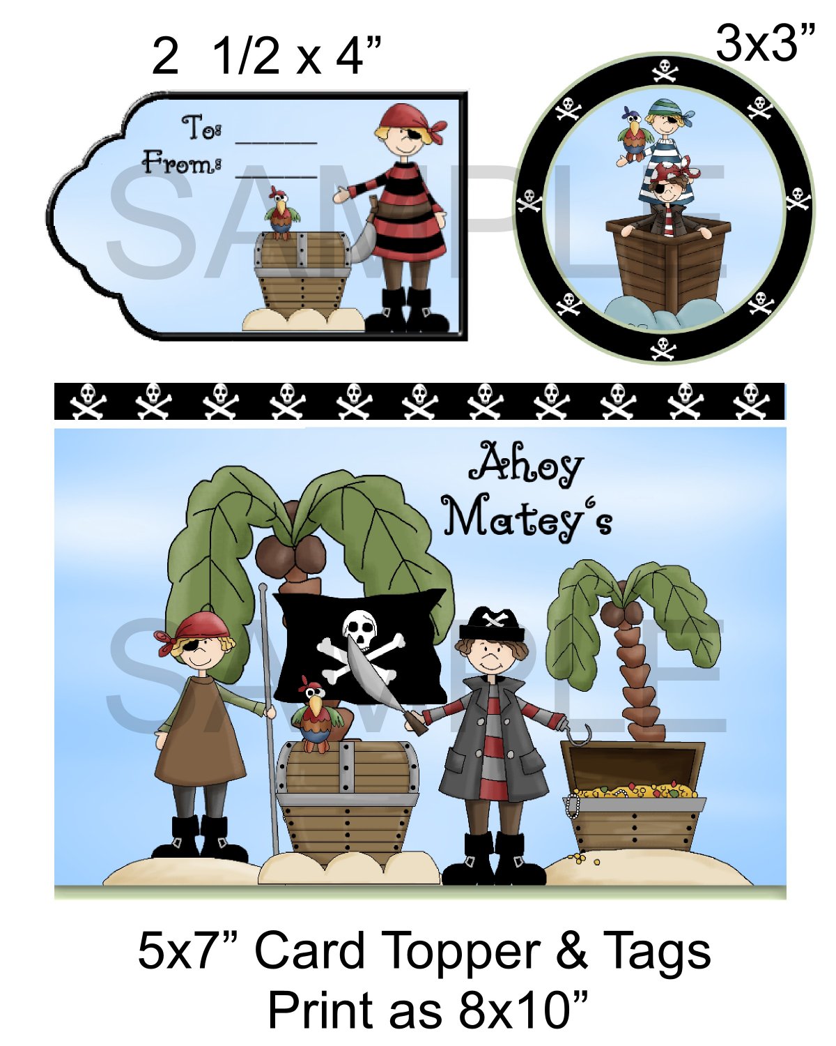 Ahoy Matey 2 - Card Topper and Tags - uc - Emailed as JPEG File ...