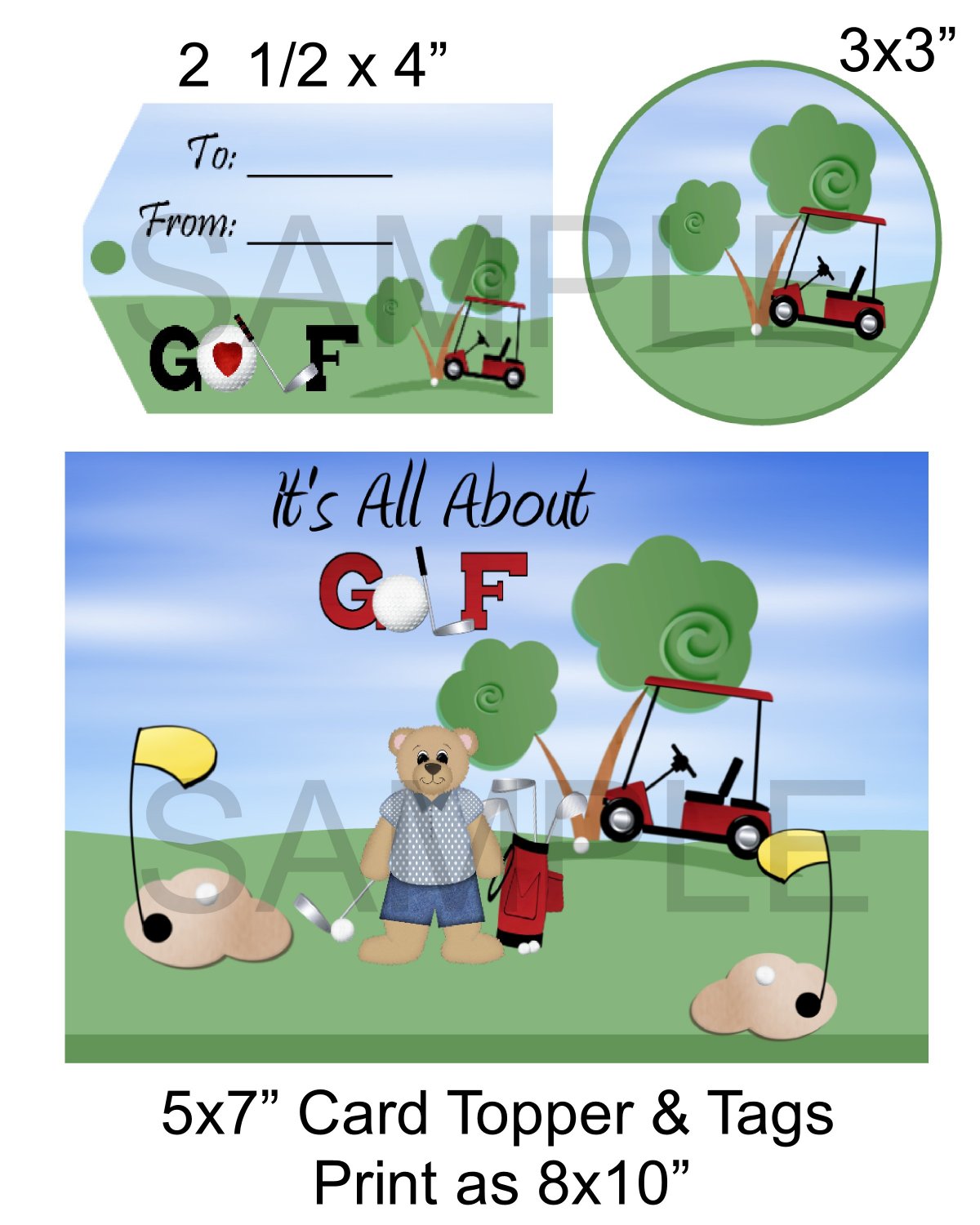 It's All About Golf- Card Topper & Tags - uc - Emailed as JPEG File ...