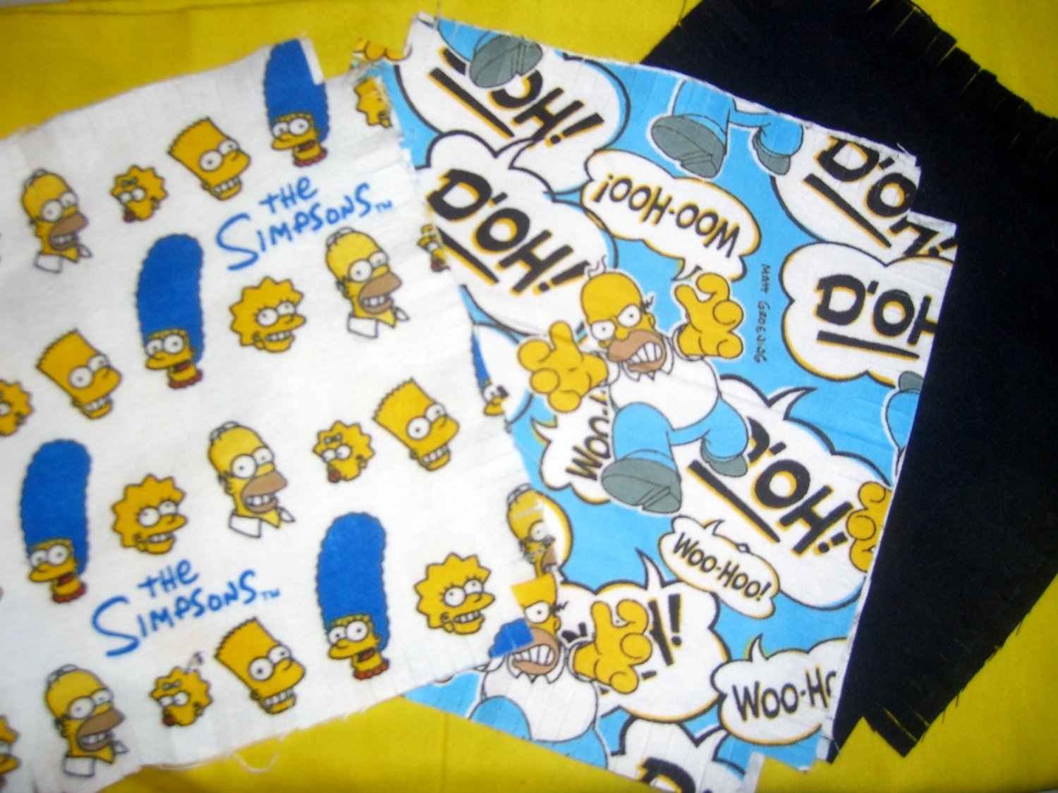 Simpsons Homer Marge BART Lisa flannel rag quilt kit 45.5"'x58.5" die ...
