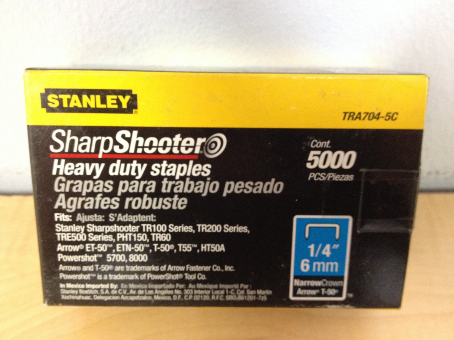 Stanley TRA704-5C Sharpshooter Heavy Duty Staples 1/4" Narrow Crown ...