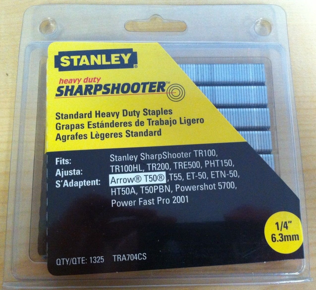 Stanley 1/4" Heavy Duty Sharpshooter Staples TRA704CS - 1325 Count Pack