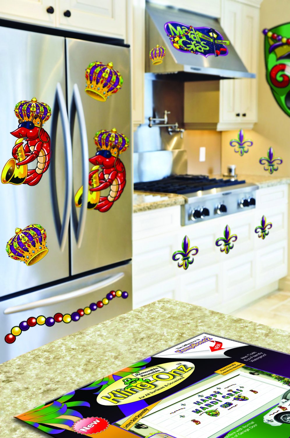 Mardi Gras Reusable Decal Stickers