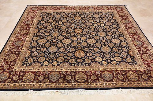 8x8 SQUARE WOOL HANDMADE AREA RUG PERSIAN BLUE RED NEW