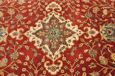 10x14 AREA RUG HANDMADE KNOTTED RUST BLUE MASTERPIECE