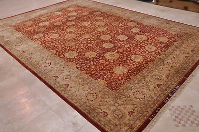 10x14 WOOL AREA RUG FINE PERSIAN RUST BEIGE HANDMADE