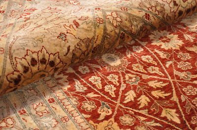 10x14 WOOL AREA RUG FINE PERSIAN RUST BEIGE HANDMADE