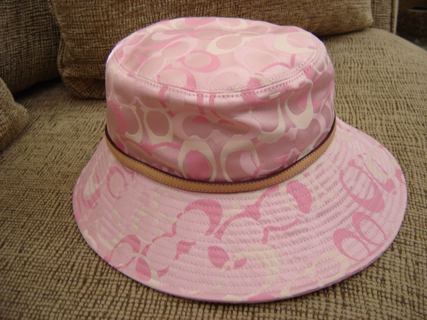 100% AUTHENTIC COACH HAT Signature FLOPPY BUCKET-PINK with BEIGE ...