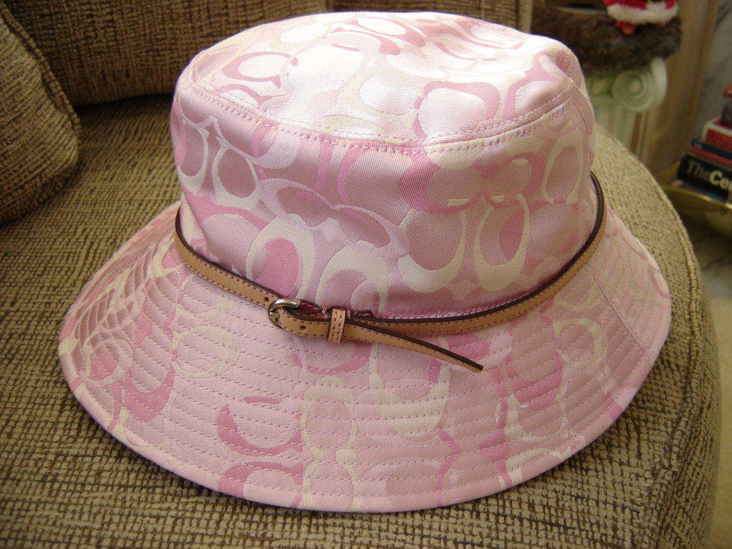 100% AUTHENTIC COACH HAT Signature FLOPPY BUCKET-PINK with BEIGE ...