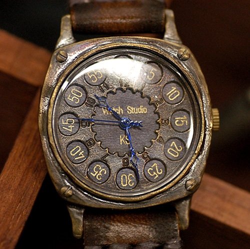 Made to Order handmade antique brass wrist watch FLYBACK CUSHION