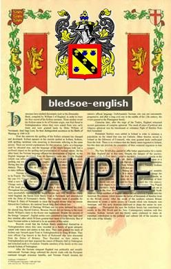 BLEDSOE - ENGLISH - Coat of Arms - Family Crest - Armorial GIFT! 8.5x11