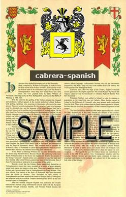 CABRERA - SPANISH - Coat of Arms - Family Crest - Armorial GIFT! 8.5x11