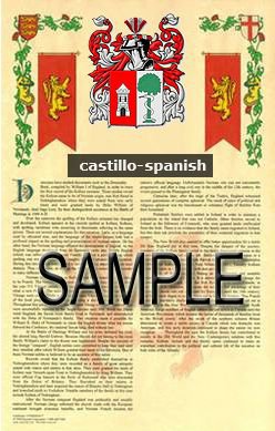 CASTILLO - SPANISH - Coat of Arms - Family Crest - Armorial GIFT! 8.5x11