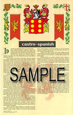 CASTRO - SPANISH - Coat of Arms - Family Crest - Armorial GIFT! 8.5x11