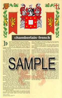 CHAMBERLAIN - FRENCH - Coat of Arms - Family Crest - Armorial GIFT! 8.5x11