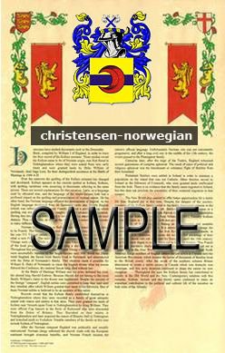 CHRISTENSEN - NORWEGIAN - Coat of Arms - Family Crest - Armorial GIFT ...