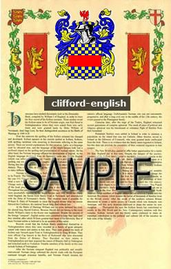 CLIFFORD - ENGLISH - Coat of Arms - Family Crest - Armorial GIFT! 8.5x11