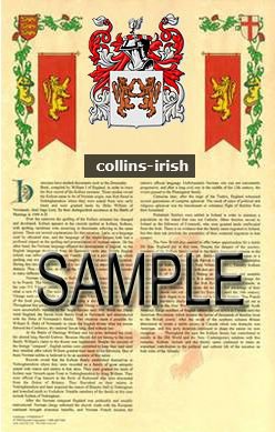 COLLINS - IRISH - Coat of Arms - Family Crest - Armorial GIFT! 8.5x11