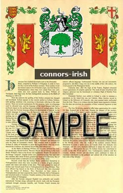 CONNORS - IRISH - Coat of Arms - Family Crest - Armorial GIFT! 8.5x11