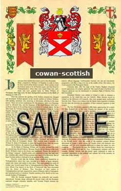 COWAN - SCOTTISH - Coat of Arms - Family Crest - Armorial GIFT! 8.5x11