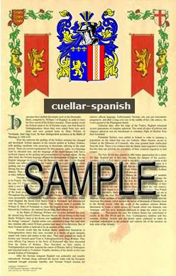 CUELLAR - SPANISH - Coat of Arms - Family Crest - Armorial GIFT! 8.5x11