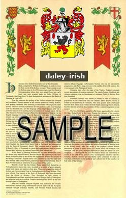 DALEY - IRISH - Coat of Arms - Family Crest - Armorial GIFT! 8.5x11
