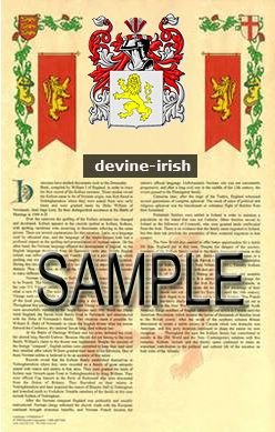 DEVINE - IRISH - Coat of Arms - Family Crest - Armorial GIFT! 8.5x11